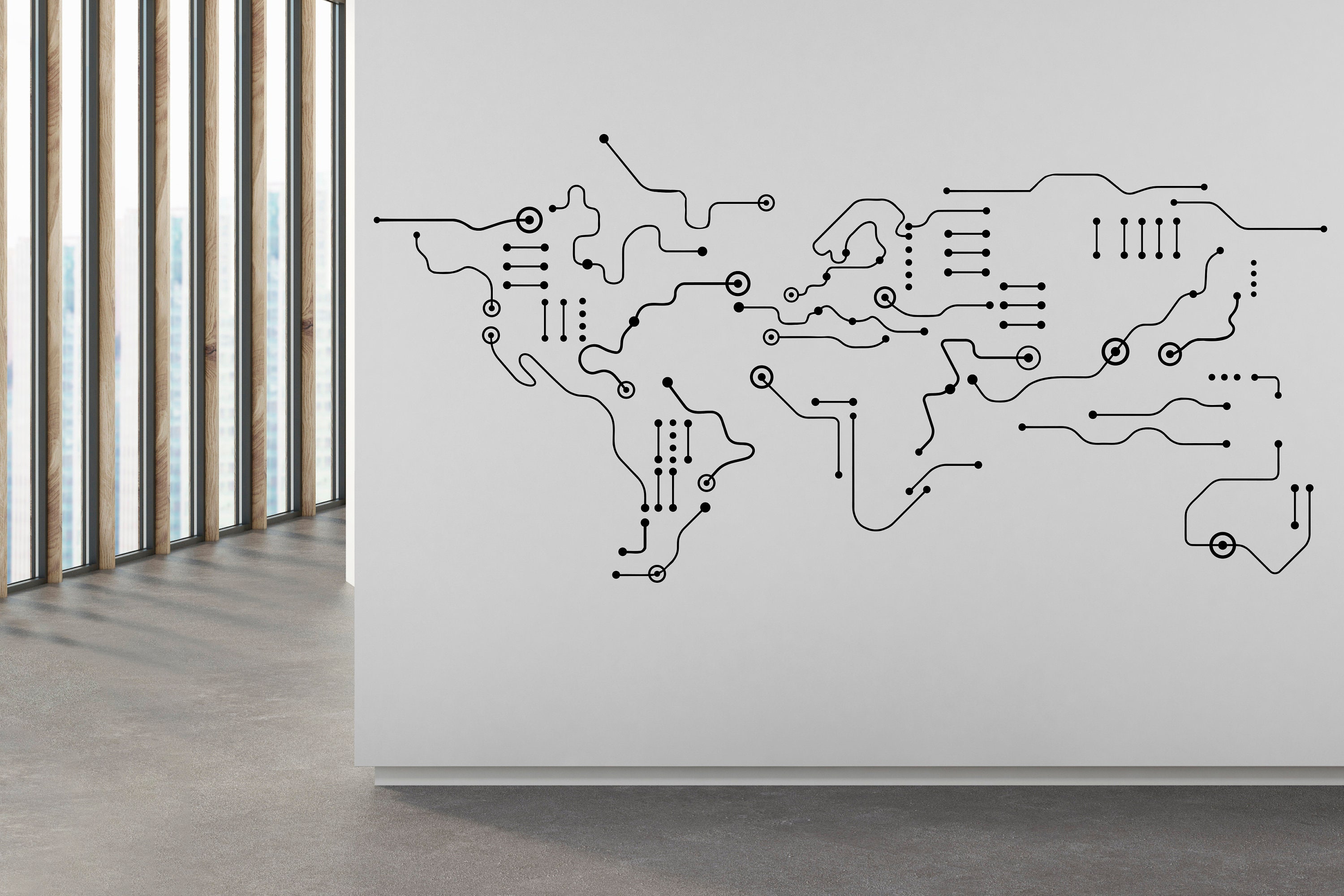 Circuit Board World Map Office Wall Art Decal Technology - Etsy Australia