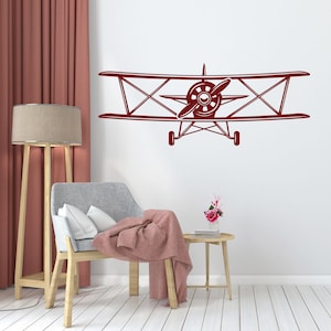 Airplane Wall Art Decal Vinyl Sticker Decals Biplane Decor Plane Air ...