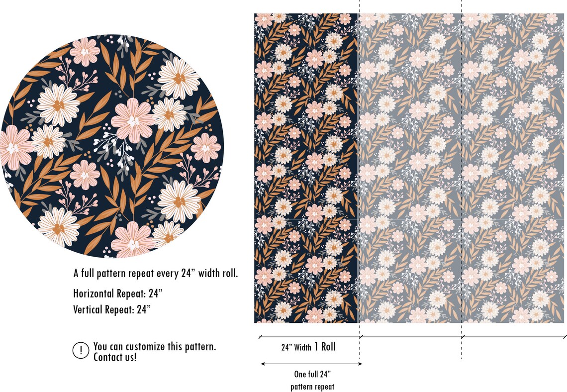 Flower Wallpaper Floral Wallpaper Floral Wallpaper Seamless | Etsy