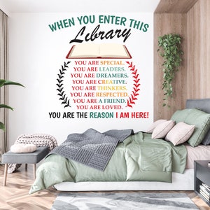 Library Gifts Library Decal Wall Art Books Wall Decals Decor Books Wall ...