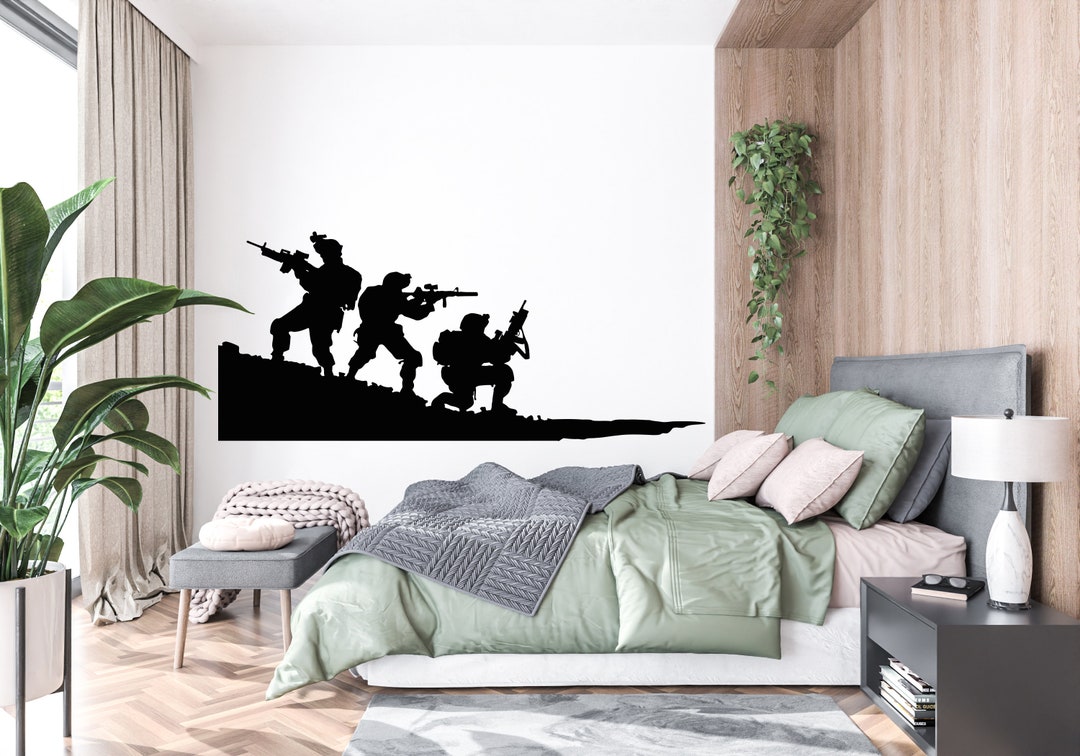 Military Wall Decals Guns Wall Decal Military Wall Decal Soldier Wall Art Vinyl Wall Sticker-boy ...