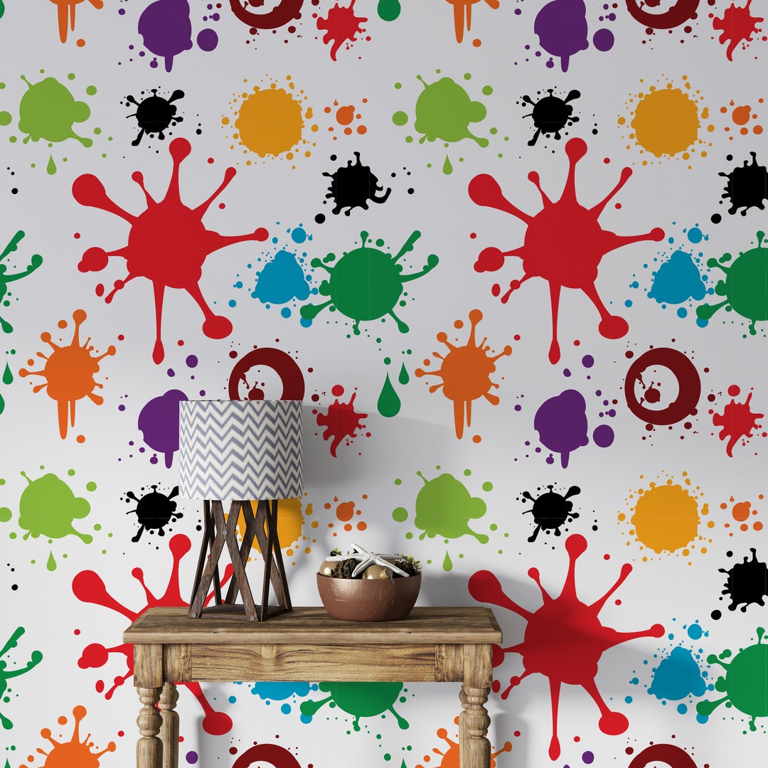 Colorful Splash Wallpaper Splash Fabric Wallpaper Seamless Mid Century ...