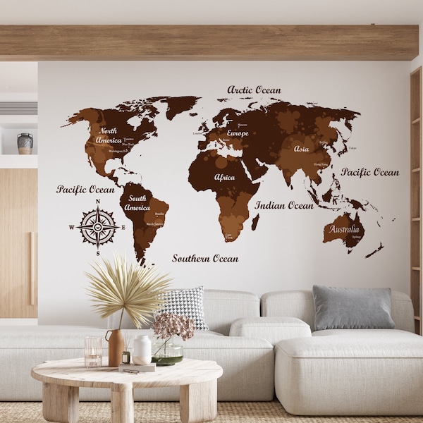 Rustic World Map Decal - Etsy