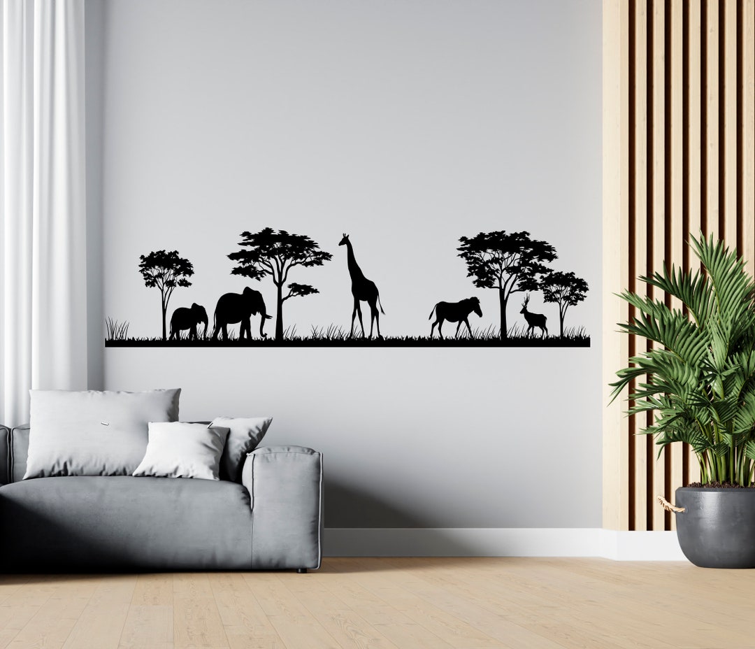 African Savanna Wall Decal Safari Animals Wall Decor Africa Wall Art SG ...