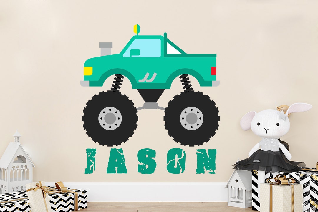 Monster Truck Wall Decal, Monster Truck Wall Art Truck Wall Sticker ...