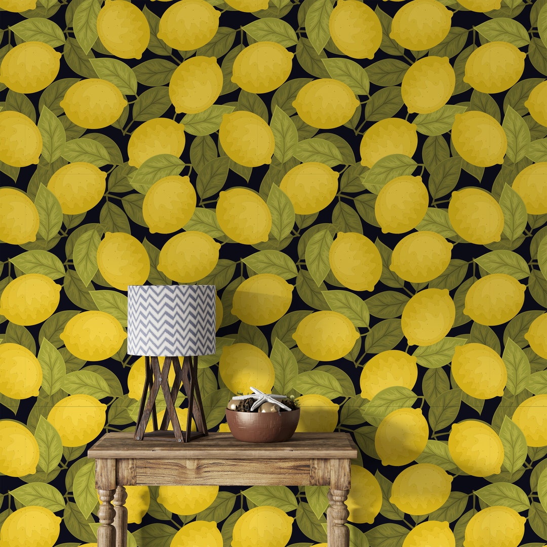 Lemon Tree Wallpaper Italian Kitchen Wallpaper Citrus Wall Decor Lemon ...