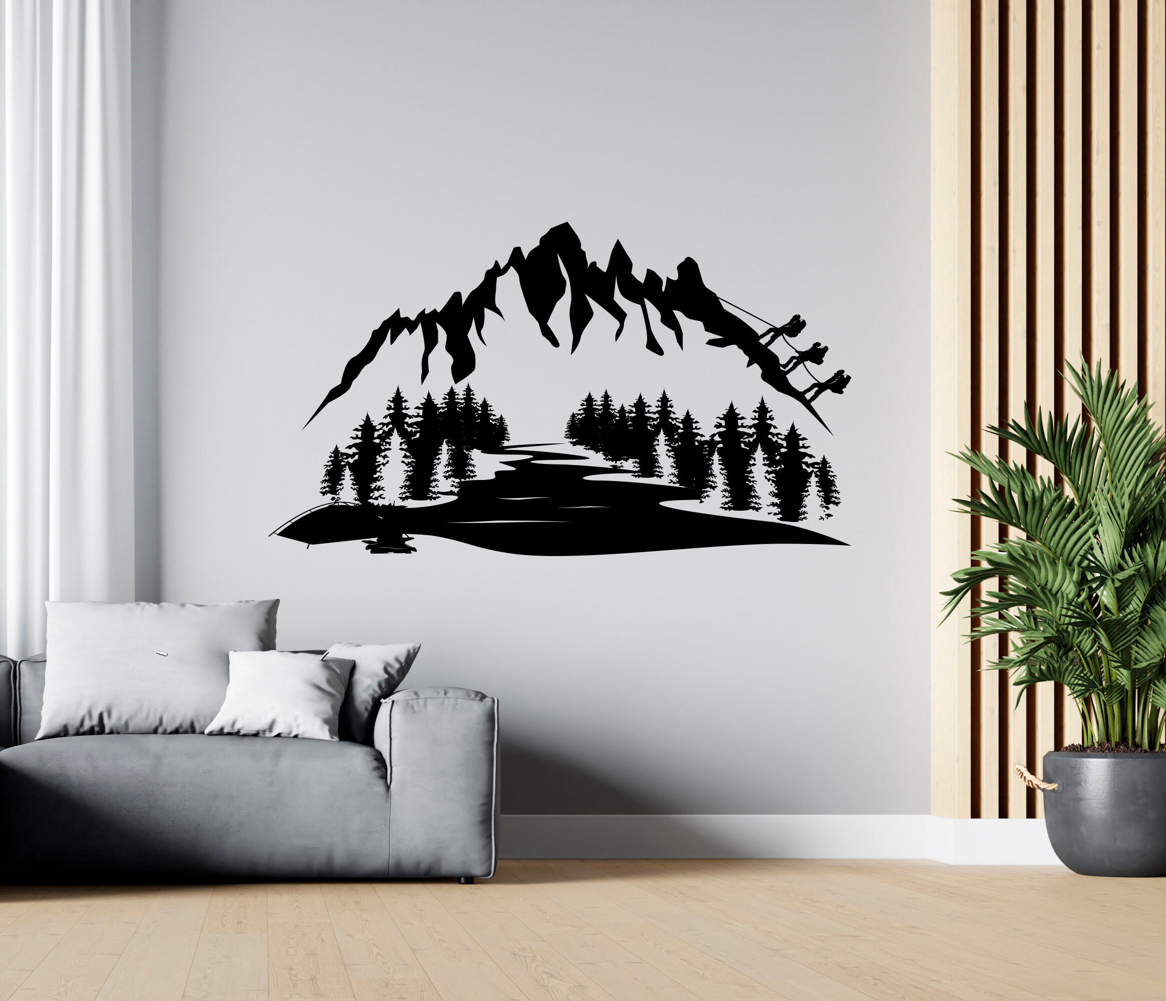 Nature Mountains Wall Decal Mountain Wall Sticker Pine Trees - Etsy UK
