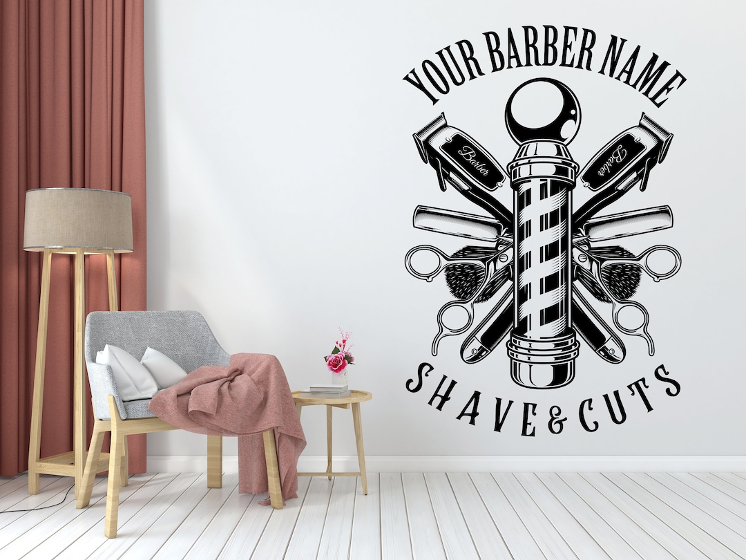 Barber Wall Decal, Barber Wall Decal, Barbershop Wall Decor, Custom ...
