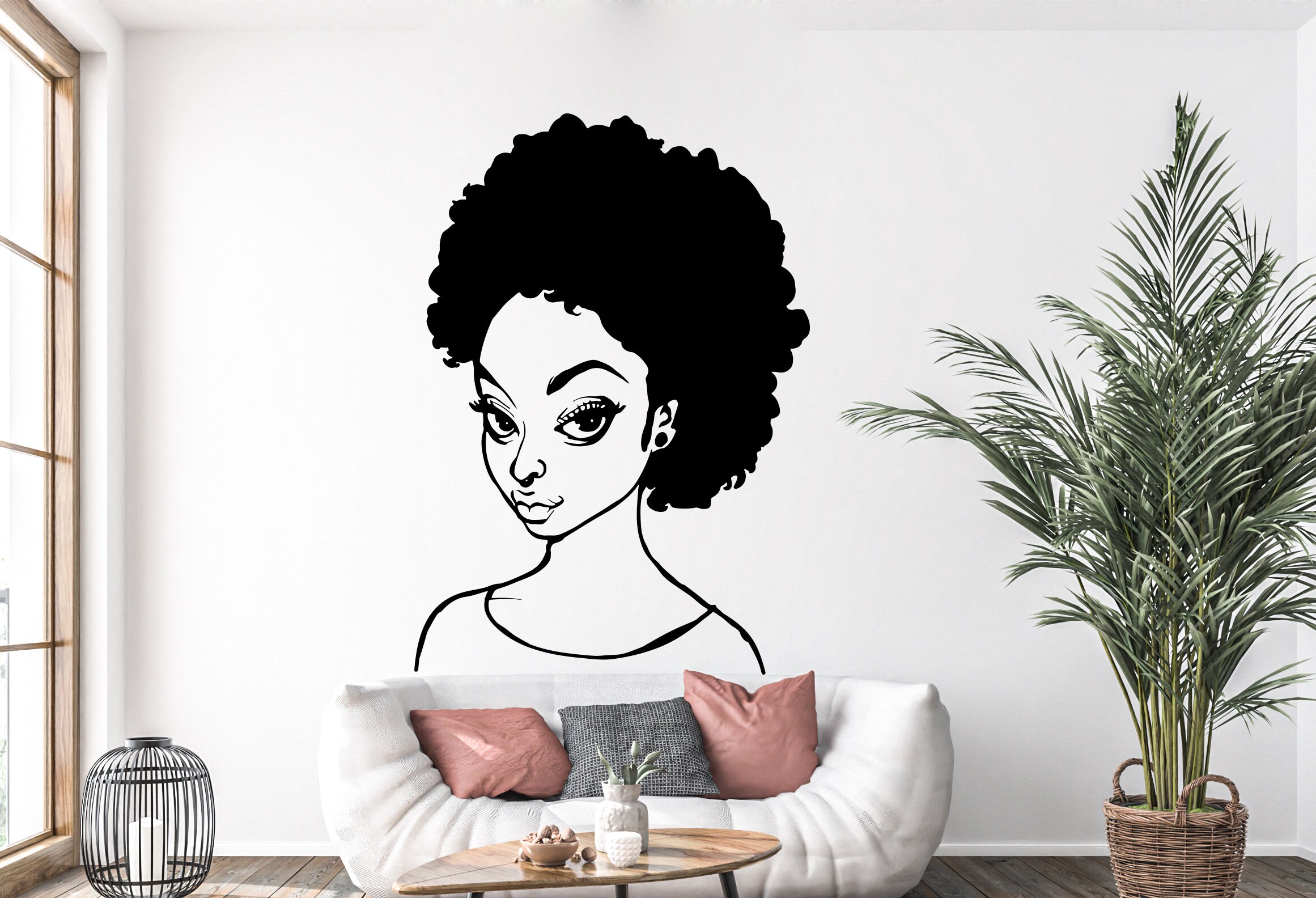 Wall Decals & Murals Afro Hair Locs Black Girl Afro Queen Afro Black ...