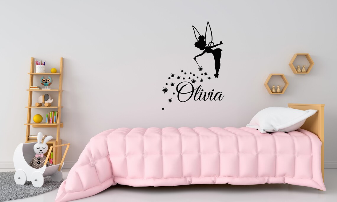 Personalized Name Wall Decal Tinkerbell Wall Decal Custom Name Wall ...