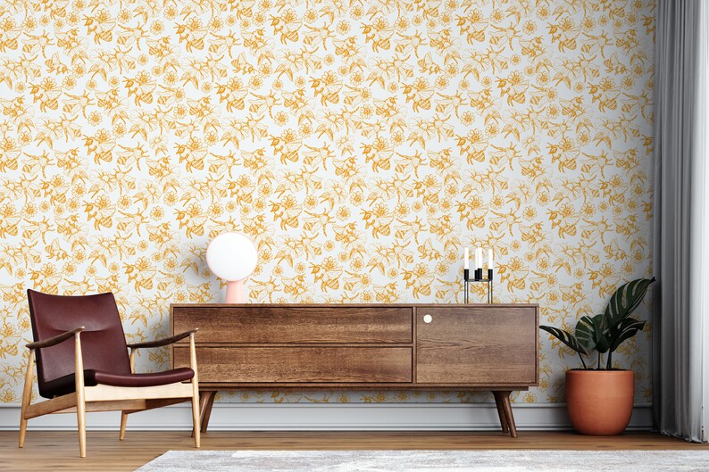Honey Bee Wallpaper Bee Peel and Stick Honey Flower Wallpaper - Etsy