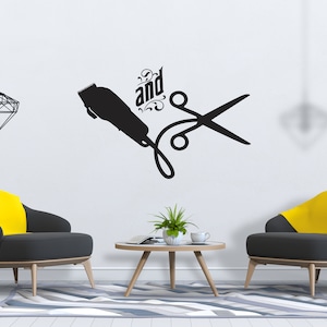 Hair Salon Wall Window Decal Sticker Hair Stylist Hair Tools Scissors ...