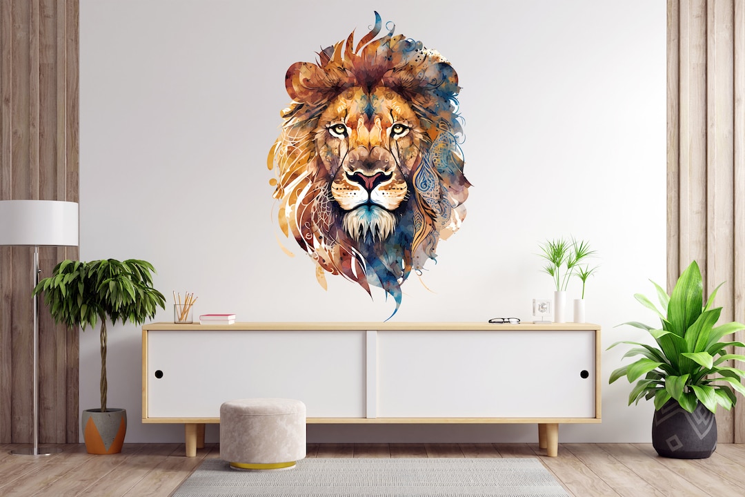 Lion Wall Decal, Lion Wall Art, Lion Head Wall Decor Lion Wall Sticker ...