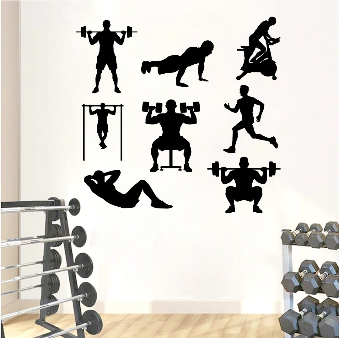 Fitness Wall Decal Workout Wall Decal Gym Wall Decor Motivational Quote ...