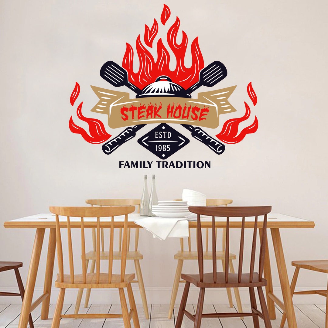 Steakhouse Wall Decal Barbecue Wall Sticker Meat Wall Decal Vinyl ...
