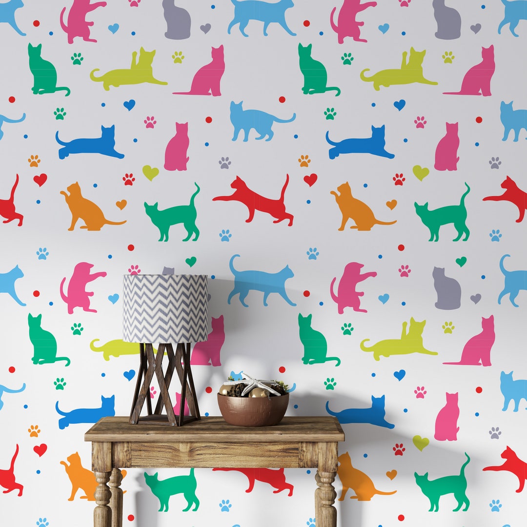 Cat Paw Wallpaper Cat Wallpaper Cat Wallpaper Grooming Salon Wall Decor ...