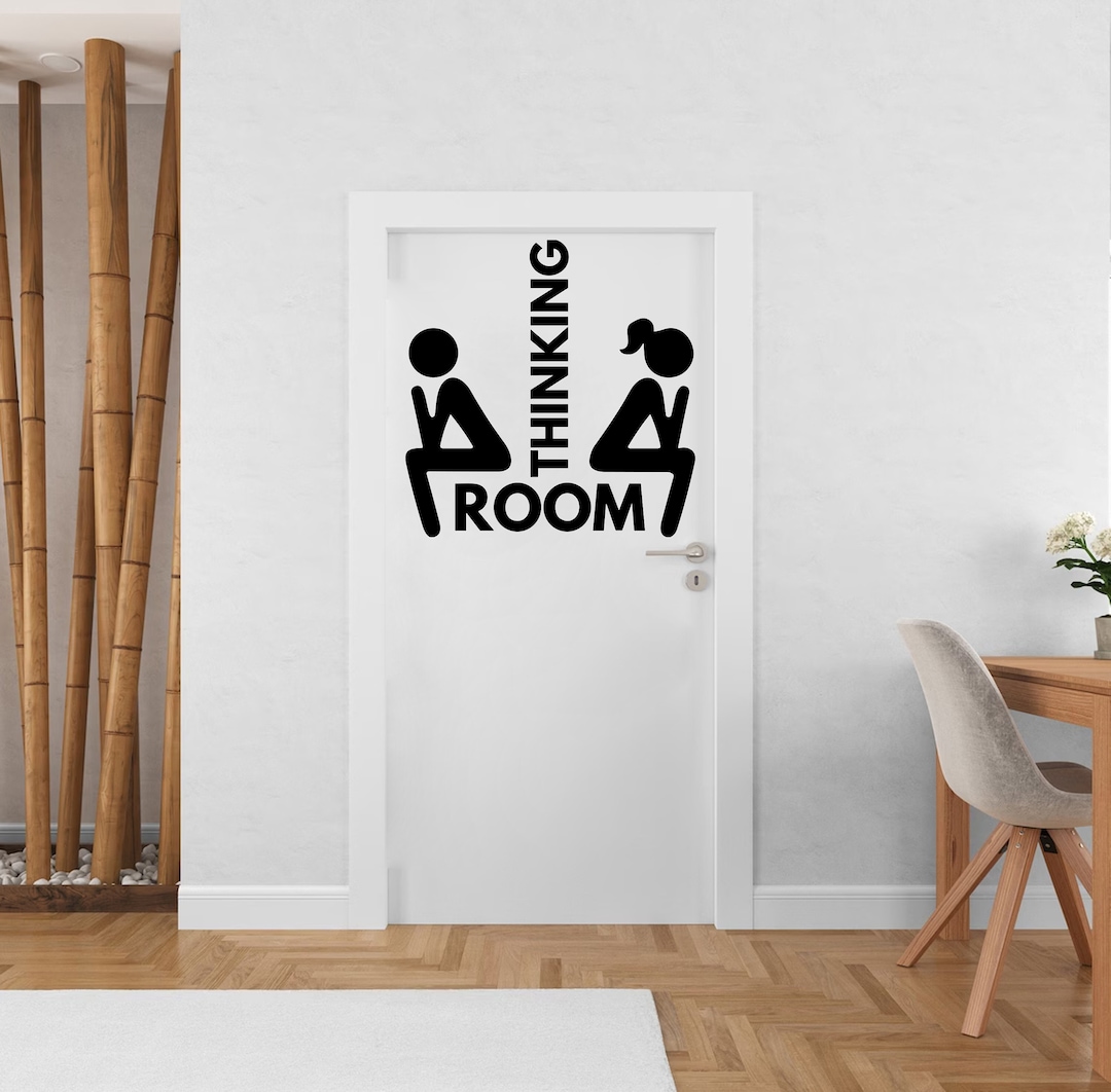 Thinking Room Bedroom Sign Decal, Bathroom Door Decal, Bathroom Door ...