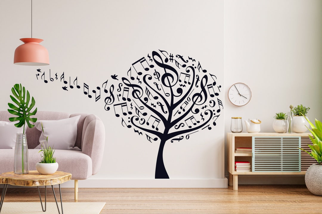Music Note Tree Wall Decal, Music Lovers Gift, Music Room Decoration ...