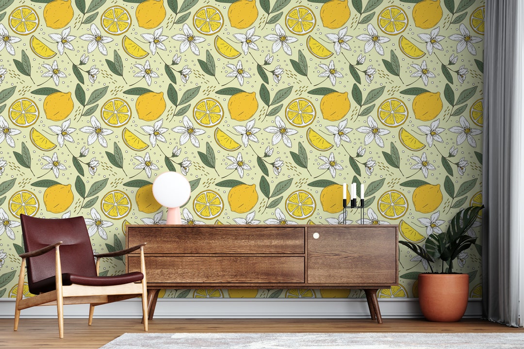 Lemon Tree Wallpaper Italian Kitchen Wallpaper Citrus Wall Decor Lemon ...