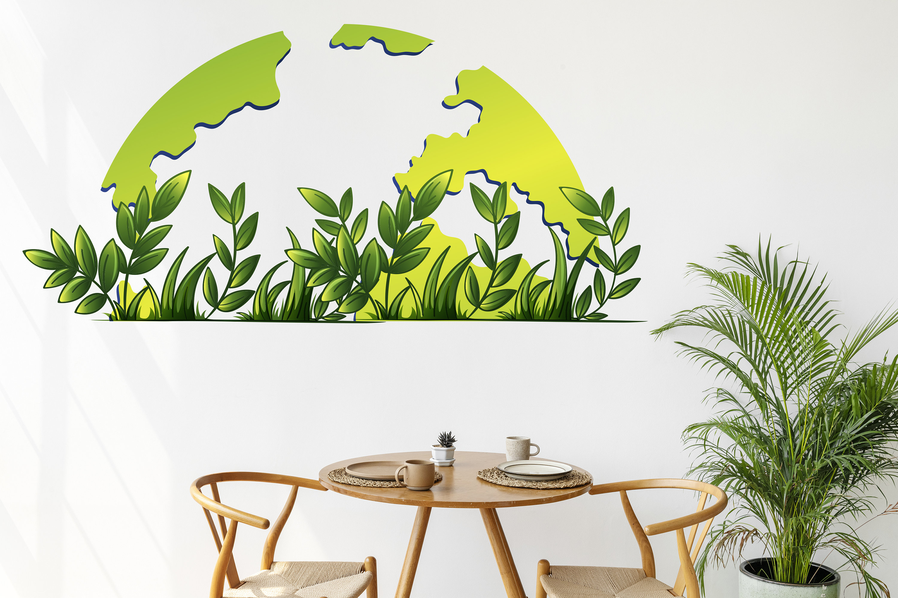 Greenery Planet Earth Decor World Map Vinyl Sticker Home - Etsy Finland