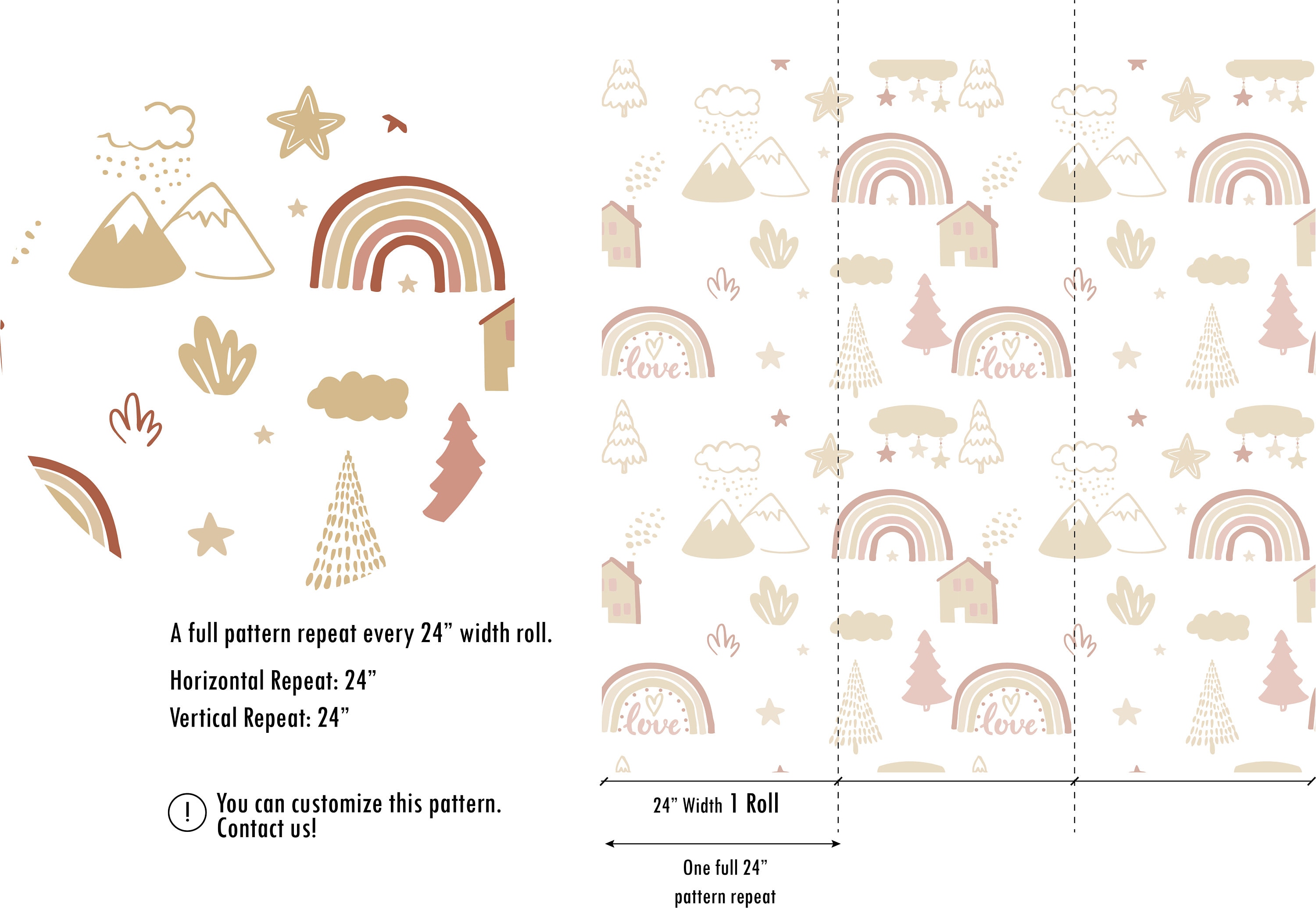 Kids Rainbow Wallpaper Boho Rainbow Nursery Decor Gender Neutral ...