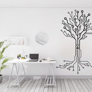 Circuit Board Office Wall Decal, Technology Vinyl Wall Art Decals ...