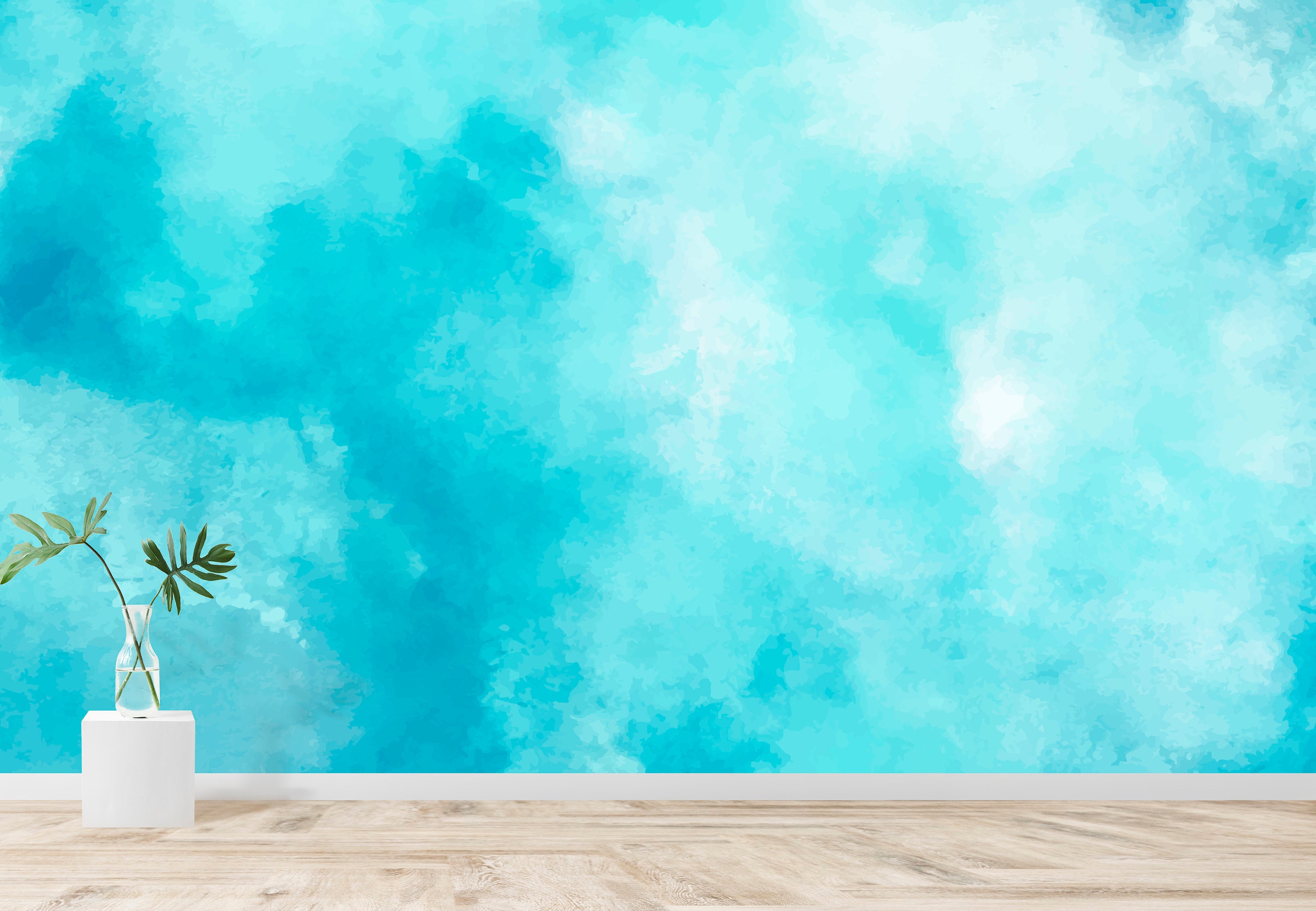 Blue Sky Cloud Mural Mid Century Wall Decor Mural Room Mural - Etsy