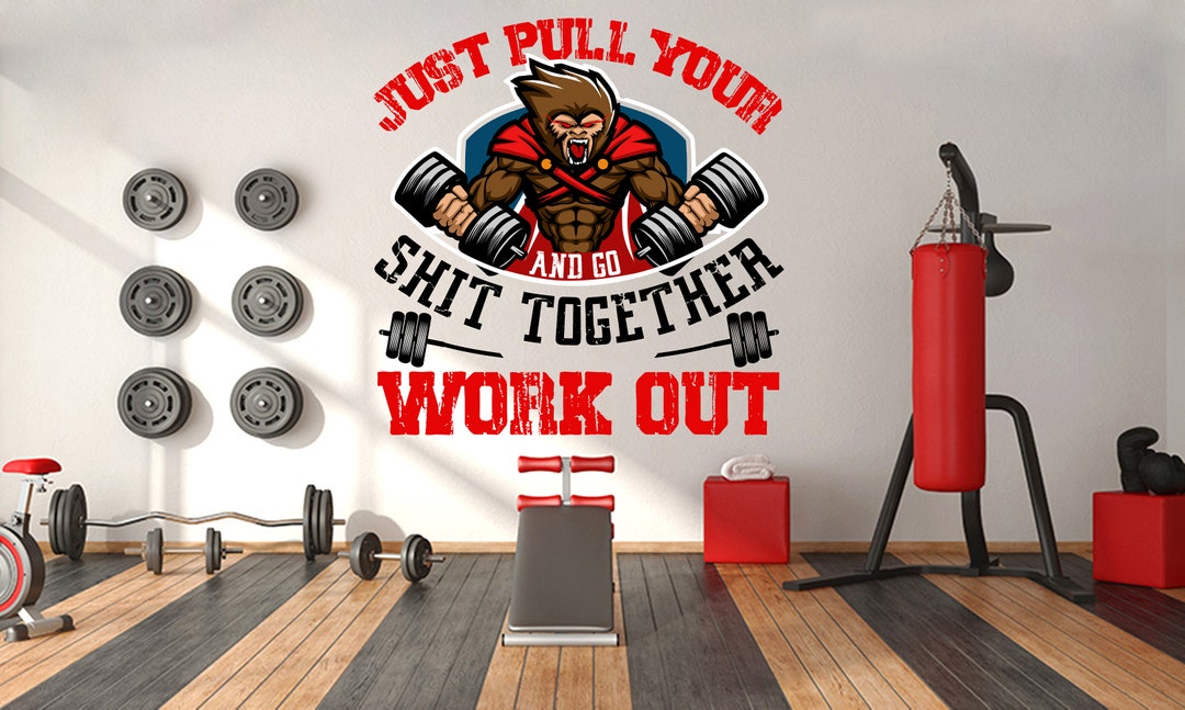 Gym Stickers Doberman Fitness Wall Art Gym Dog Wall Decor Dog Fitness ...