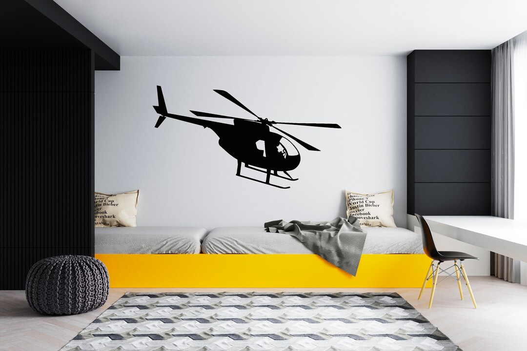 Flying Helicopter Wall Decal | Aircraft Wall Graphic Vinyl | Boys Room ...