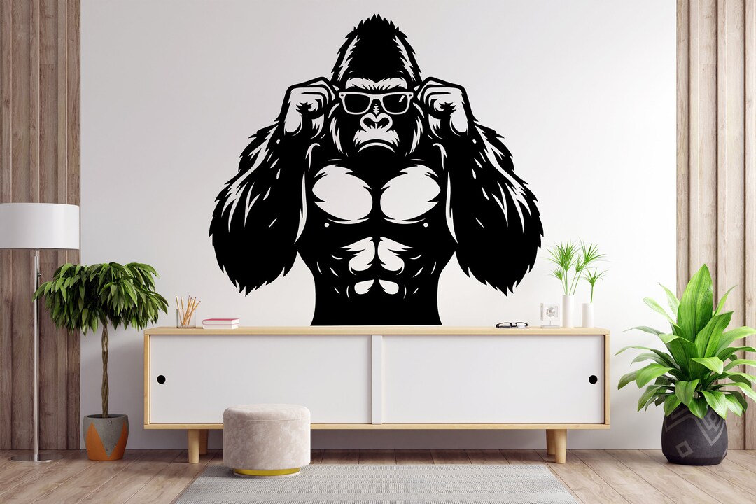 Gorilla Wall Decal Gorilla Wall Art Animal Wall Decor Animals Decal ...