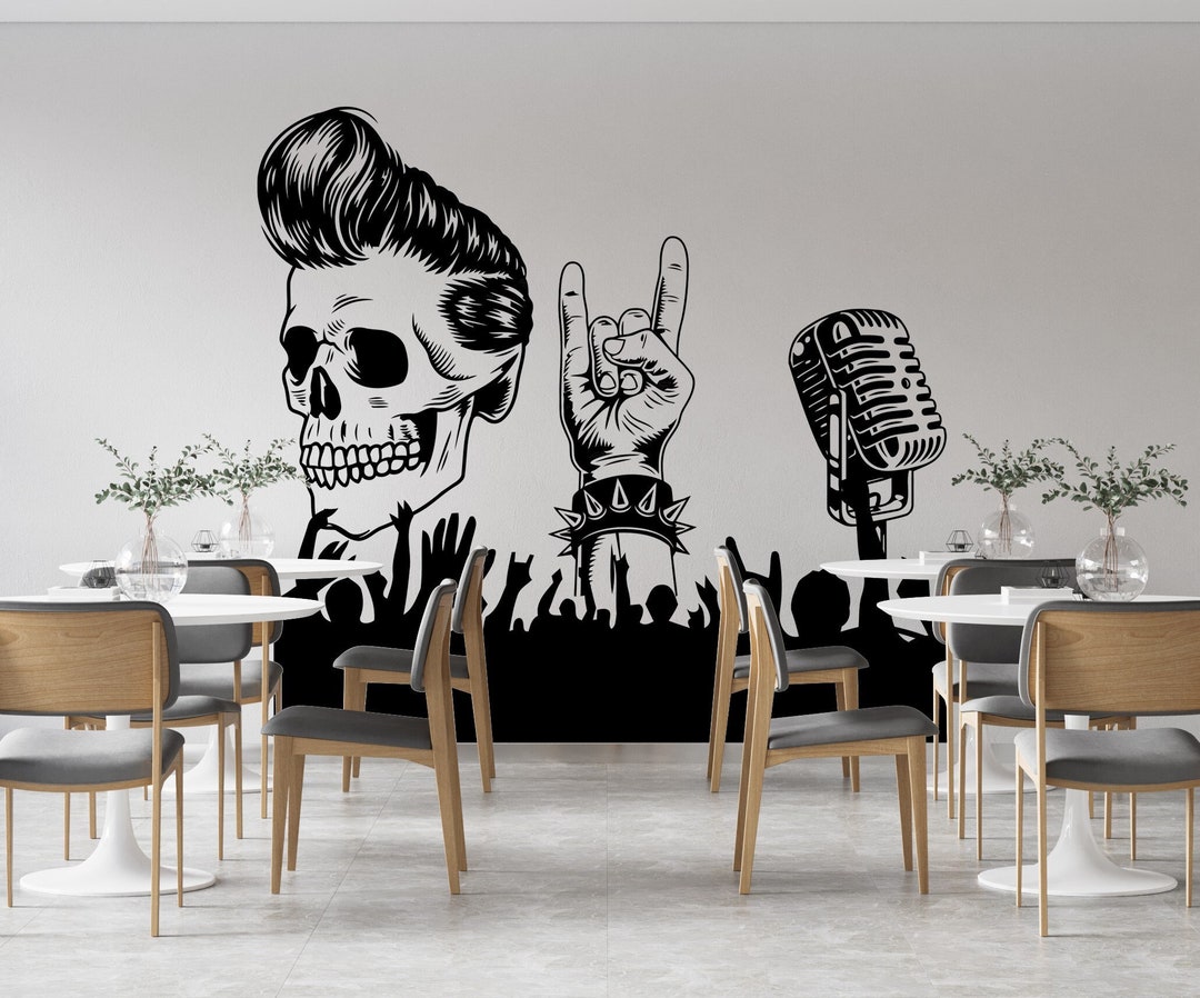 Let's Rock Music Wall Decal Croud Mic Wall Sticker Music Wall Decor ...