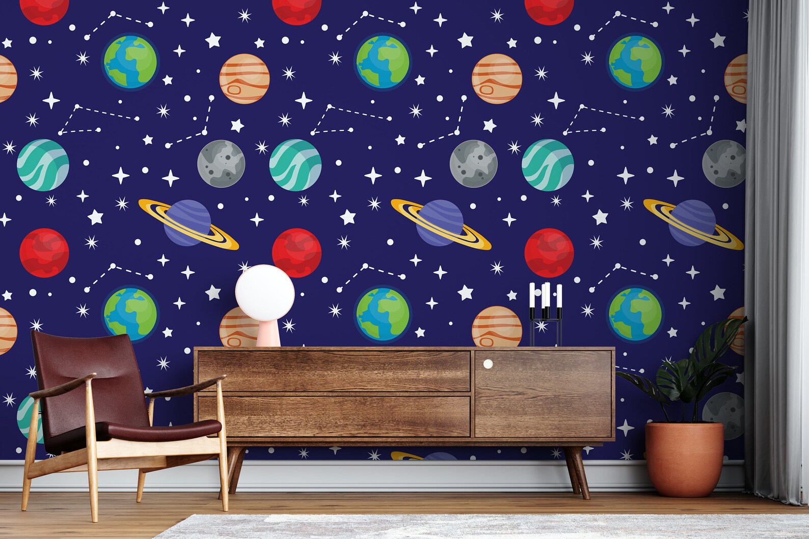 Solar System Wallpaper Planet Wall Art Wall Decor Stars Wall - Etsy