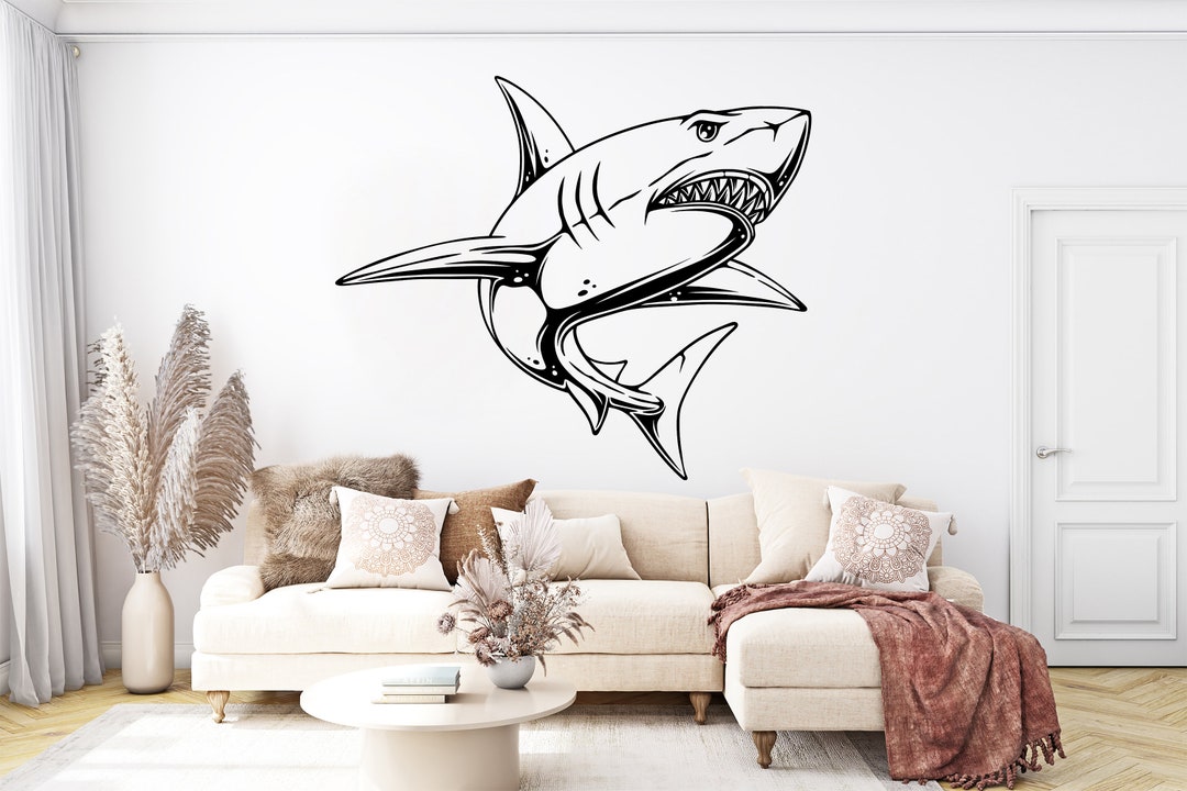 Shark Wall Decal Shark Wall Sticker Shark Wall Decor for Kids Room Sea ...