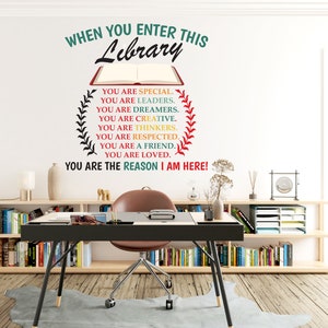 Library Gifts Library Decal Wall Art Books Wall Decals Decor Books Wall ...
