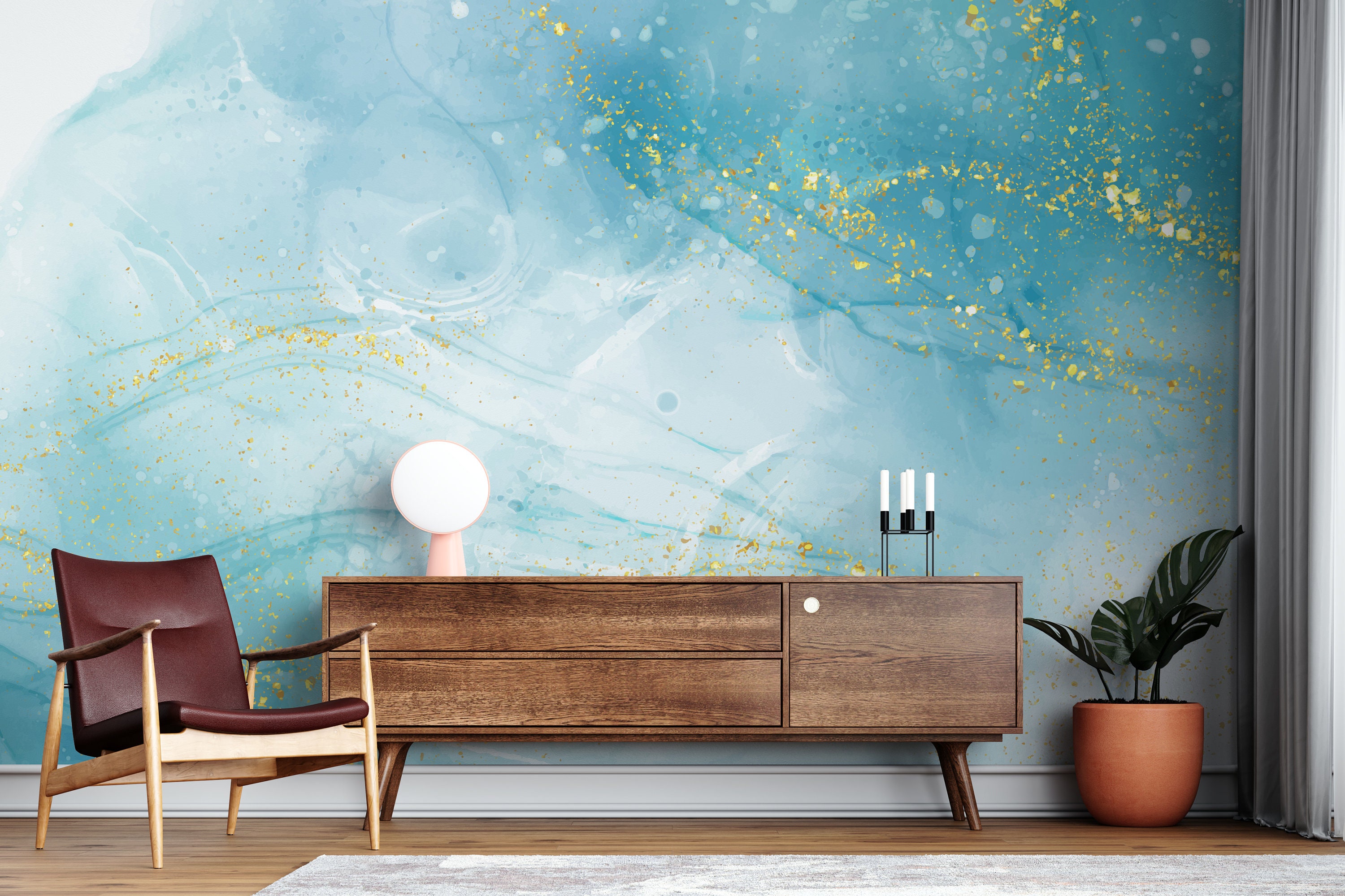 Marble Mural Mid Century Wall Decor Mural Room Mural Gifts | Etsy