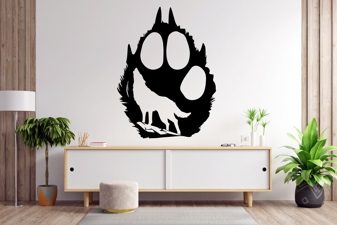 Wolf Paw Wall Decal, Wolf Wall Art, Wolf Paw Room Wall Decor Wolf Room ...