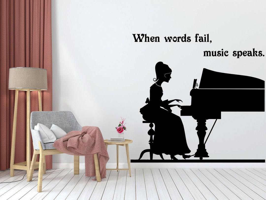 Girl Playing Piano Wall Art Decal - Piano Wall Sticker - Music Gifts ...