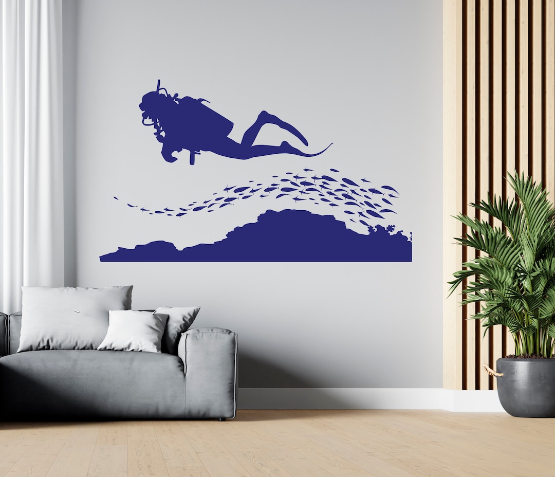 Scuba Diving Wall Decal Scuba Diving Wall Art Diver Wall Sticker SG1361 ...