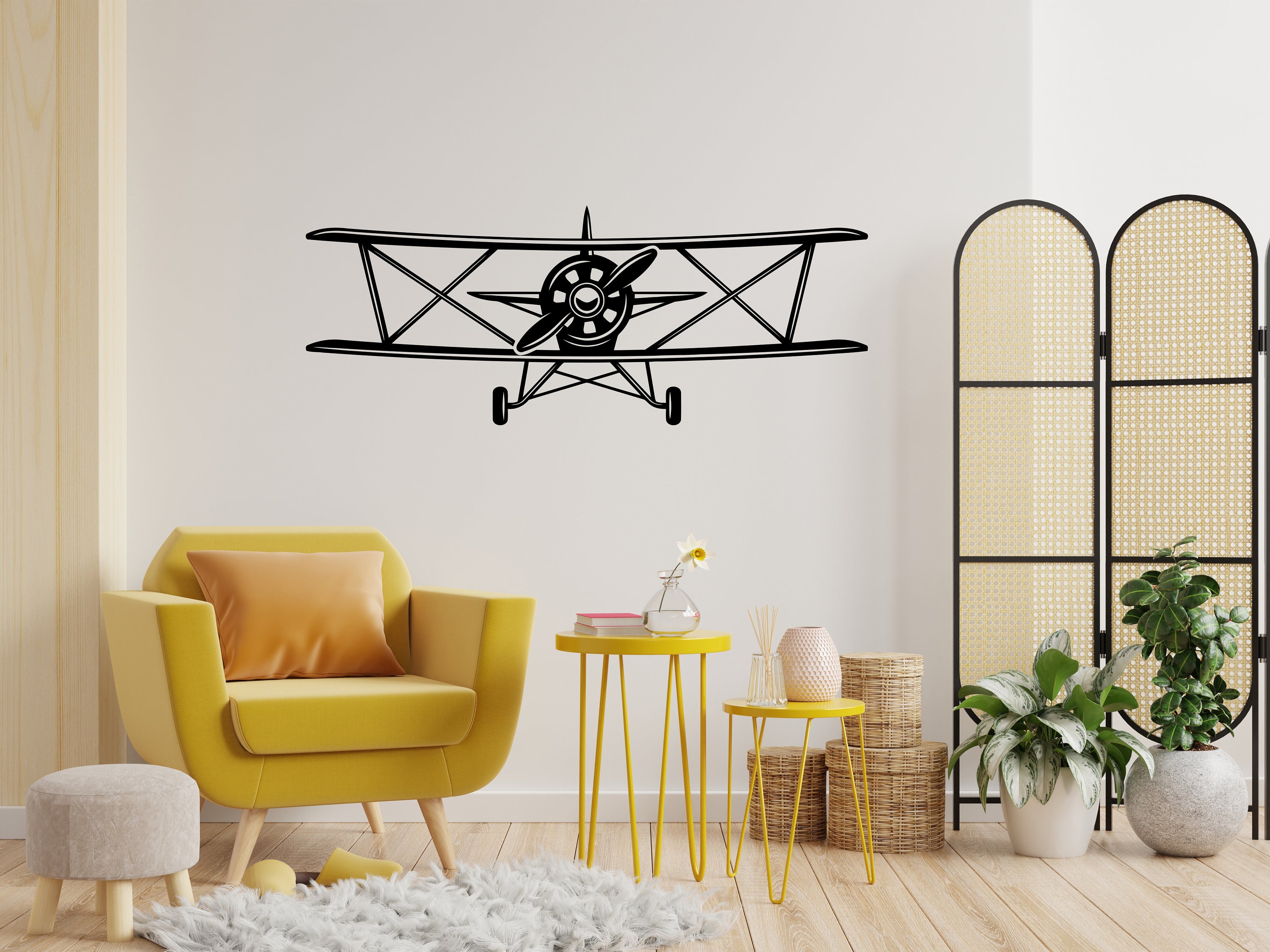 Airplane Wall Art Decal Vinyl Sticker Decals Biplane Decor Plane Air ...