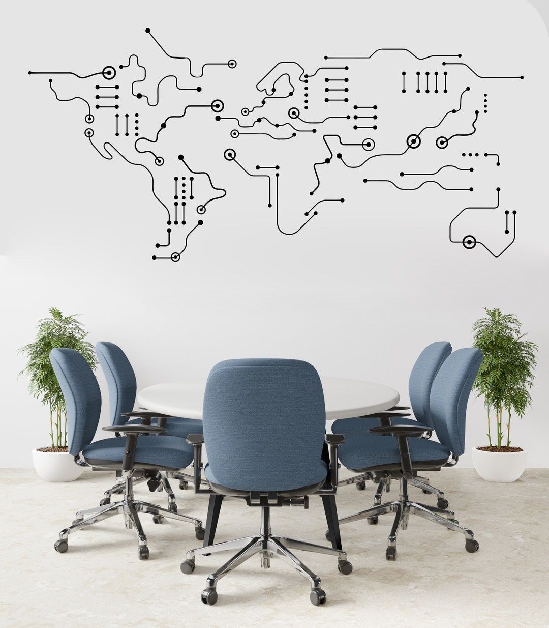 Circuit Board World Map Office Wall Art Decal, Technology Vinyl Wall ...