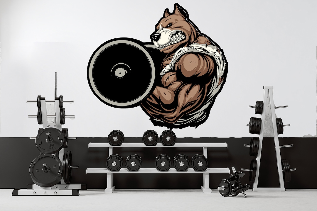 Dog Gym Stickers Doberman Fitness Wall Art Gym Dog Wall Decor Dog ...