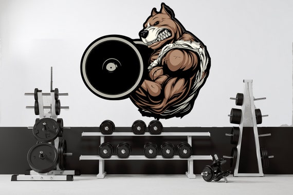 Dog Gym Stickers Doberman Fitness Wall Art Gym Dog Wall Decor | Etsy
