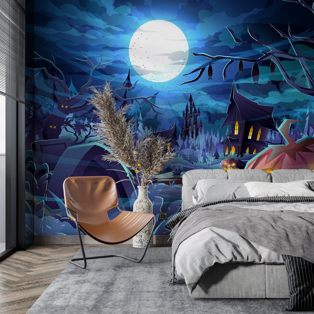 Halloween Mural Wall Art - Halloween Wall Decal, Halloween Mural Wall ...