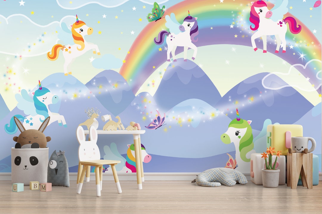 Unicorn Mural -unicorn Mural Unicorn Magical Girls Room Mural Gifts for ...