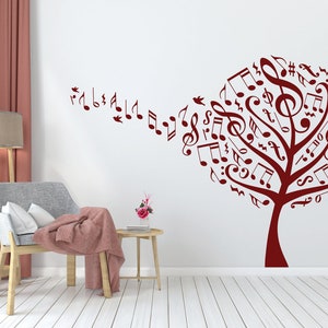 Music Note Tree Wall Decal, Music Lovers Gift, Music Room Decoration ...