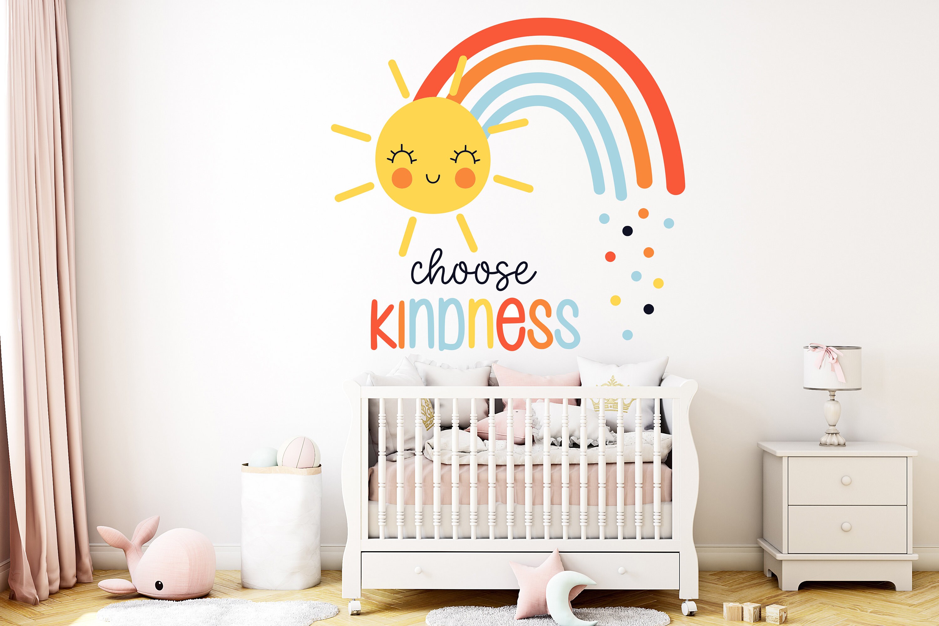 Choose Kindness Rainbow Wall Decal, Sun Nursery Wall Art, Rainbow Decor ...