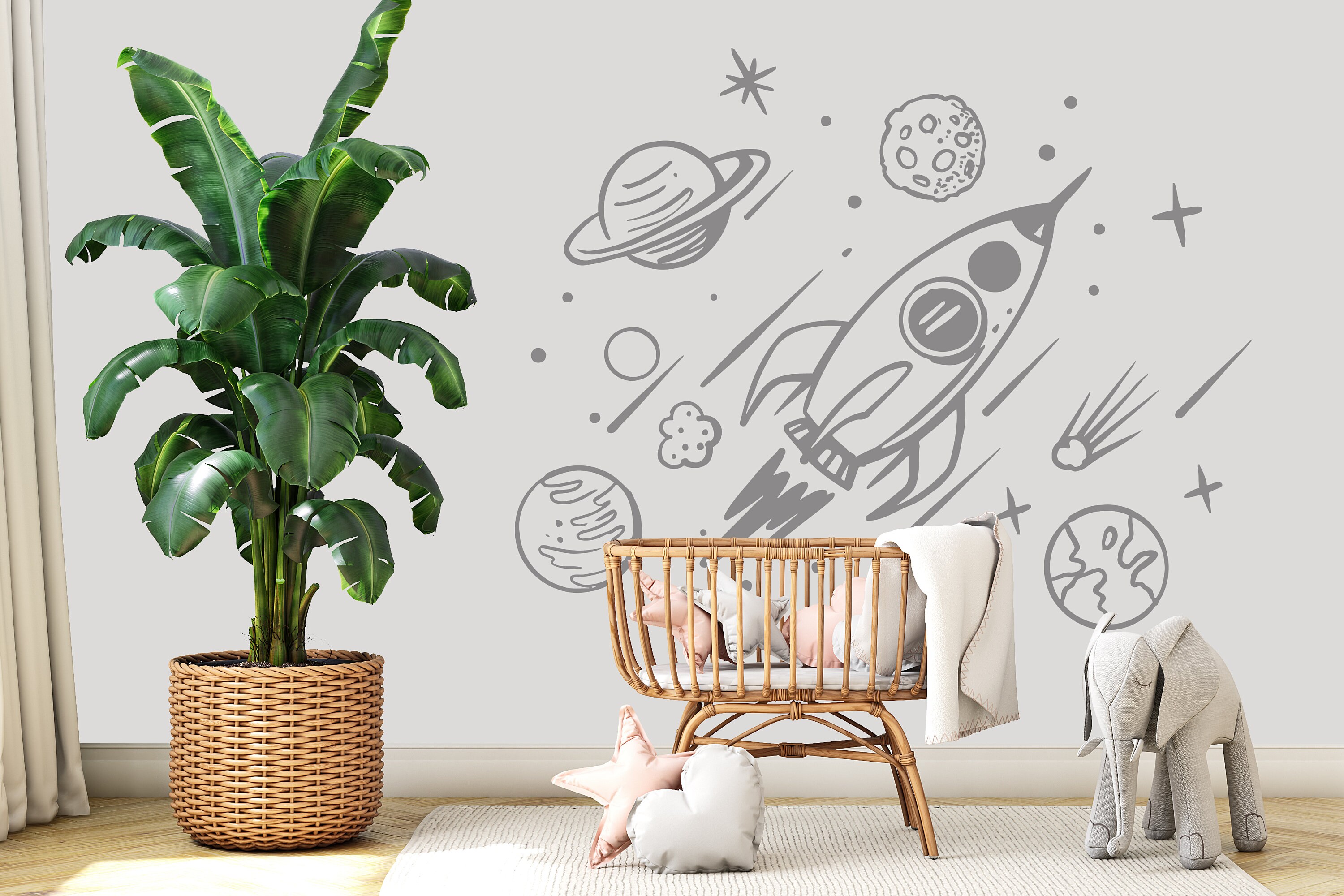 Rocket Ship Decal Planet Wall Decals Kids Wall Decal Space - Etsy