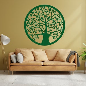 Large Round Tree of Life With Birds Wall Art Tree Wall Decal, Tree Art ...