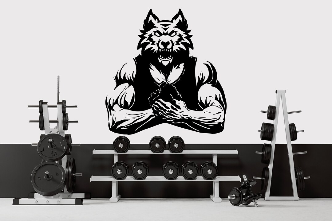 Wolf Fitness Wall Decal Wolf Wall Decor Workout Wall Decal Gym Wall ...