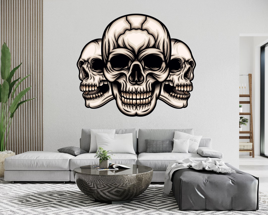 Skull Wall Decal, Skull Wall Decal, Skull Wall Art, Skull Wall Decor ...